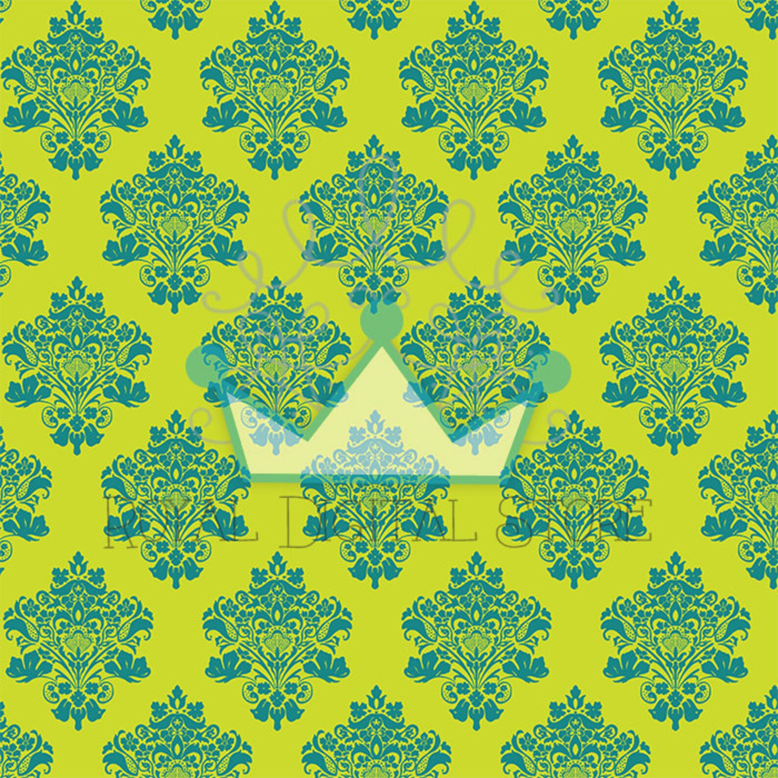 Teal and Lime Damask : Teal & Lime Damask With Lime Damask Pattern ...