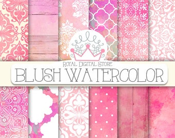Watercolour Digital Paper Watercolour Patterns Pink - Etsy