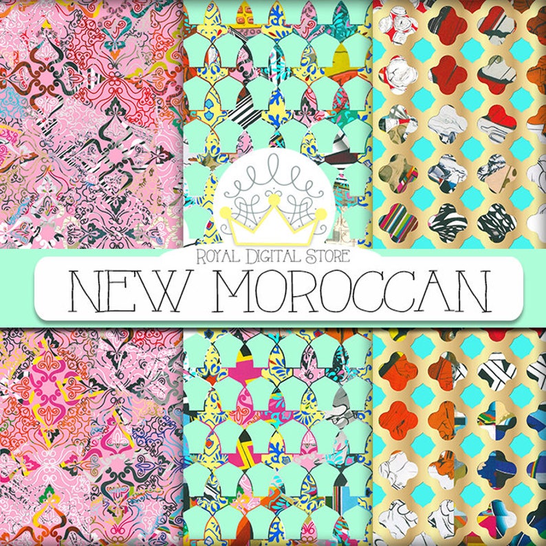 Moroccan Digital Paper: NEW Moroccan With Colorful Moroccan Pattern ...