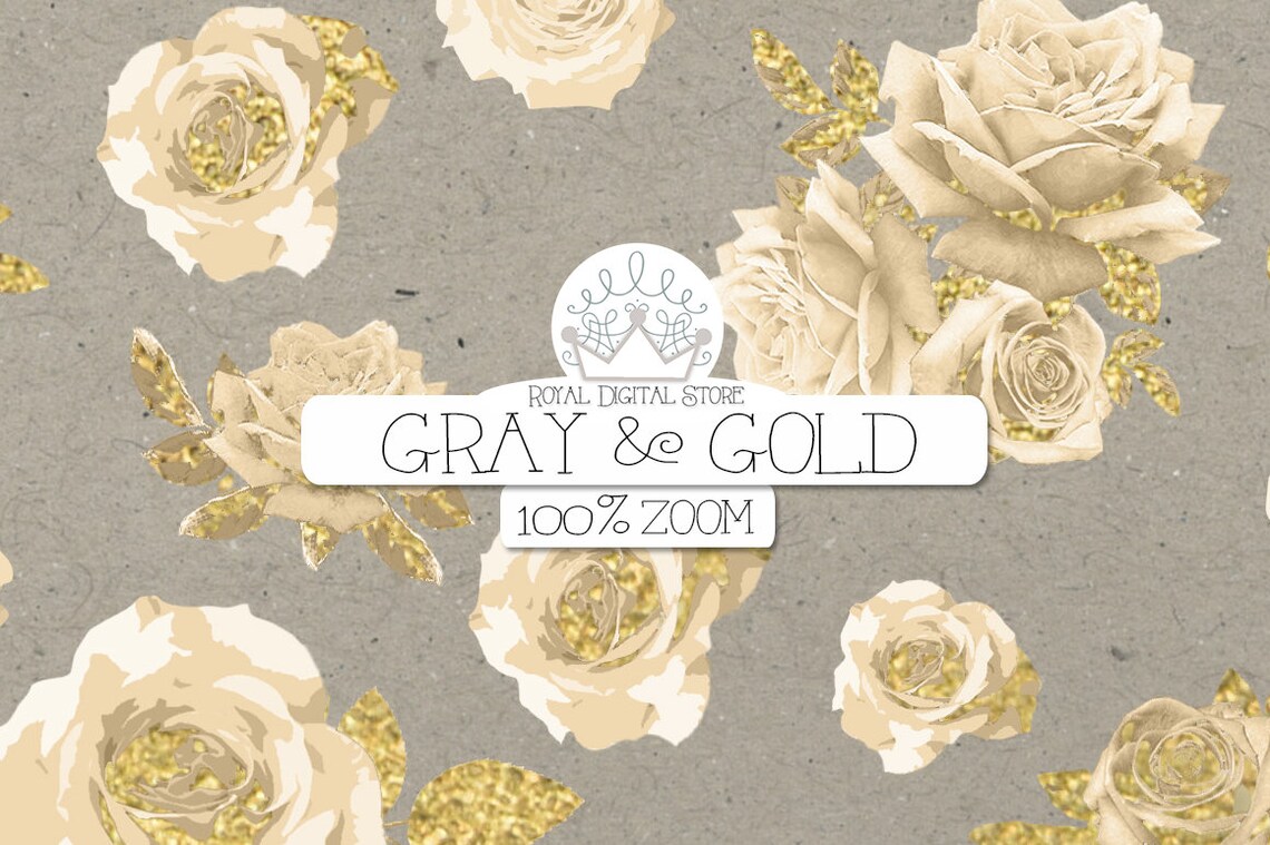 Gray Digital Paper: gray & Gold With Gray and Gold | Etsy