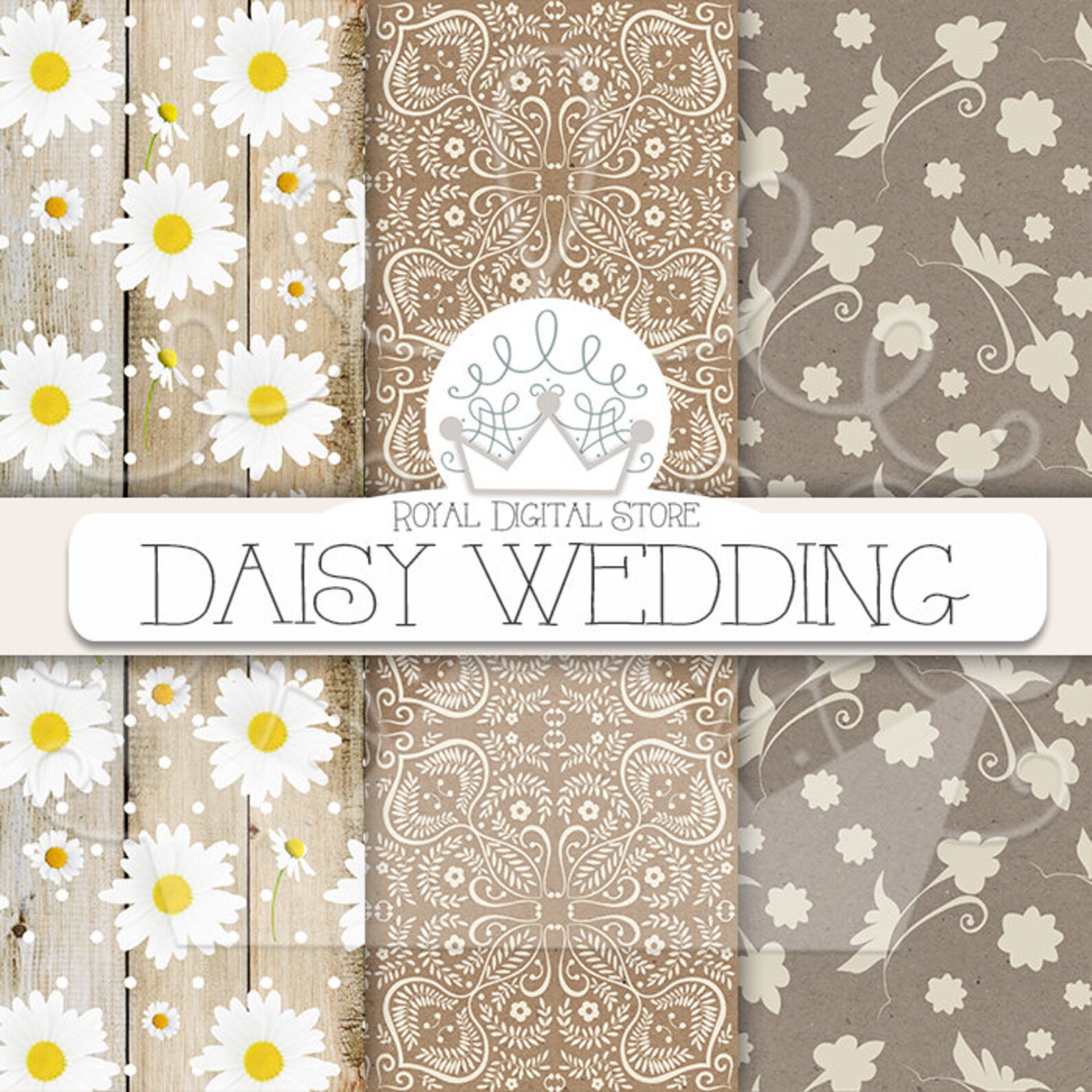 Daisy Digital Paper: daisy Wedding With Daisy Pattern, Daisies ...