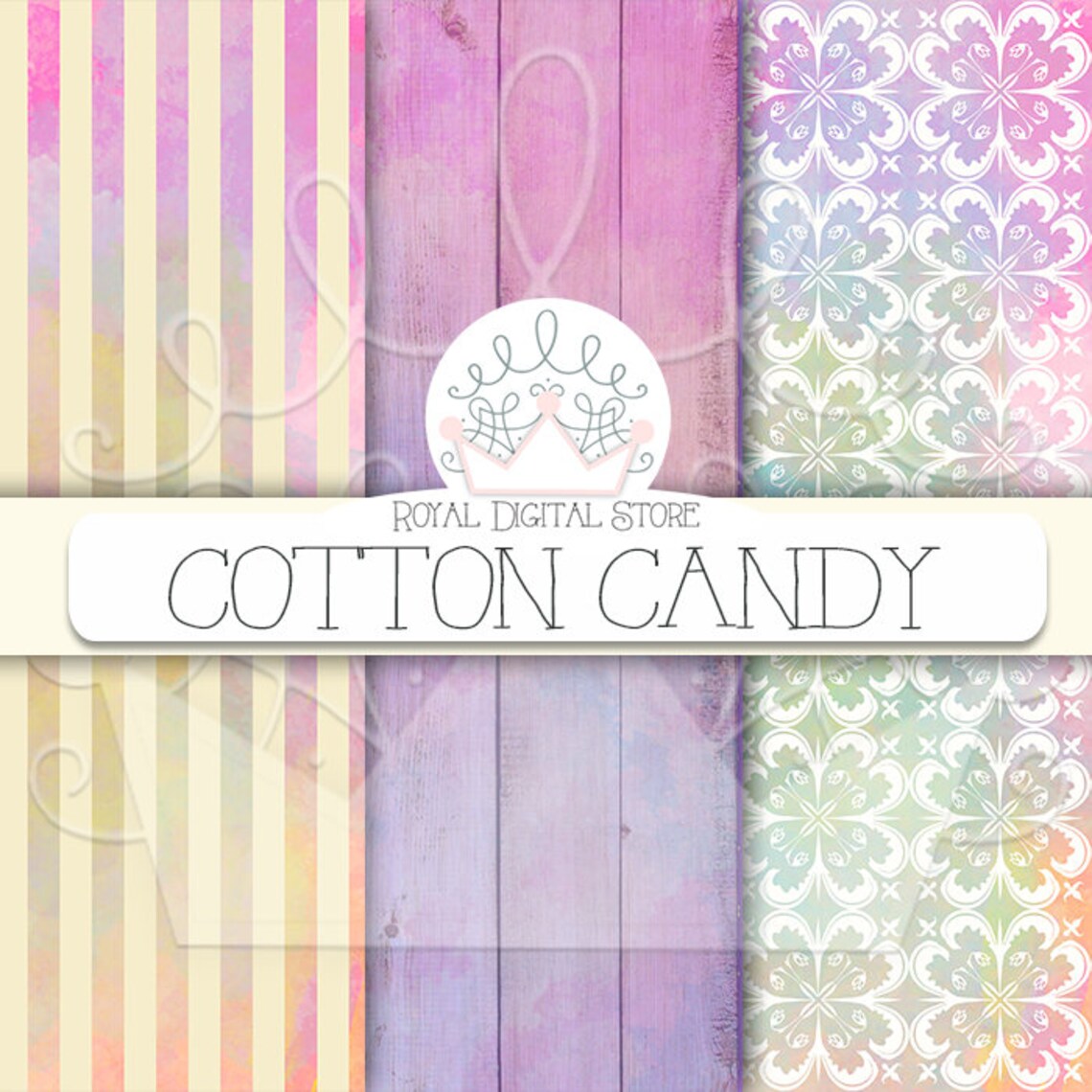 Sweet digital paper: COTTON CANDY with watercolor | Etsy