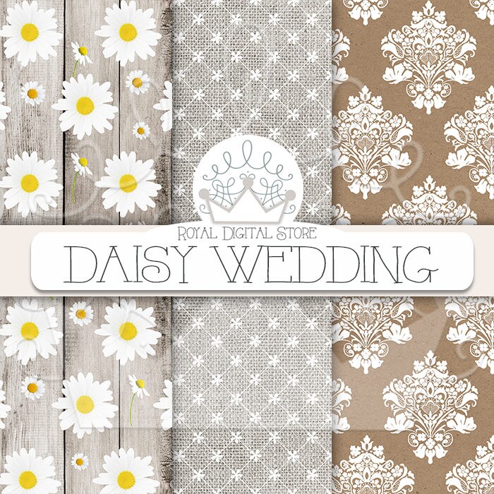 Daisy Digital Paper: daisy Wedding With Daisy Pattern, Daisies ...