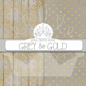 Gray Digital Paper: gray & Gold With Gray and Gold Background, Gold ...