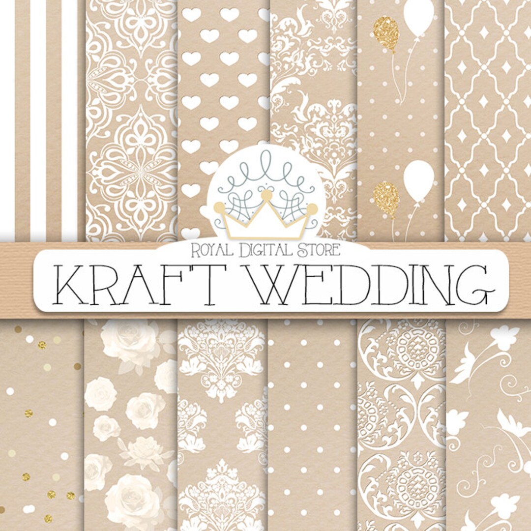 Kraft Digital Paper: kraft Wedding With Kraft - Etsy