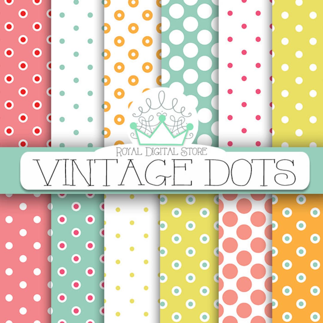 Polka Dots Digital Paper: Vintage Dots Digital Paper With Polka Dots ...