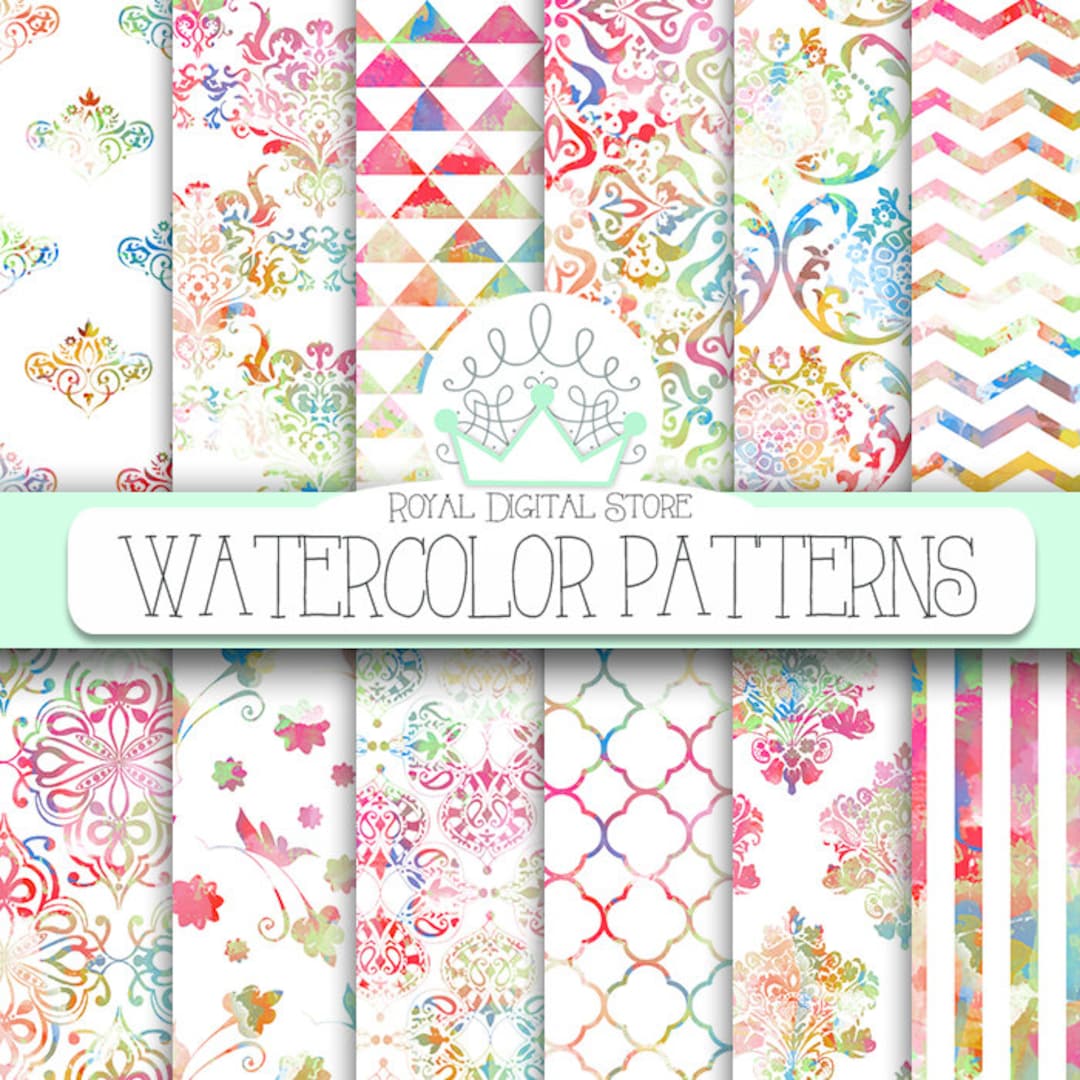 Watercolor Digital Paper: watercolor Patterns With Watercolor ...