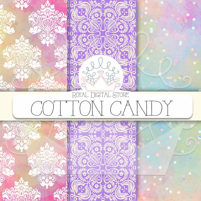 Sweet digital paper: COTTON CANDY with watercolor | Etsy