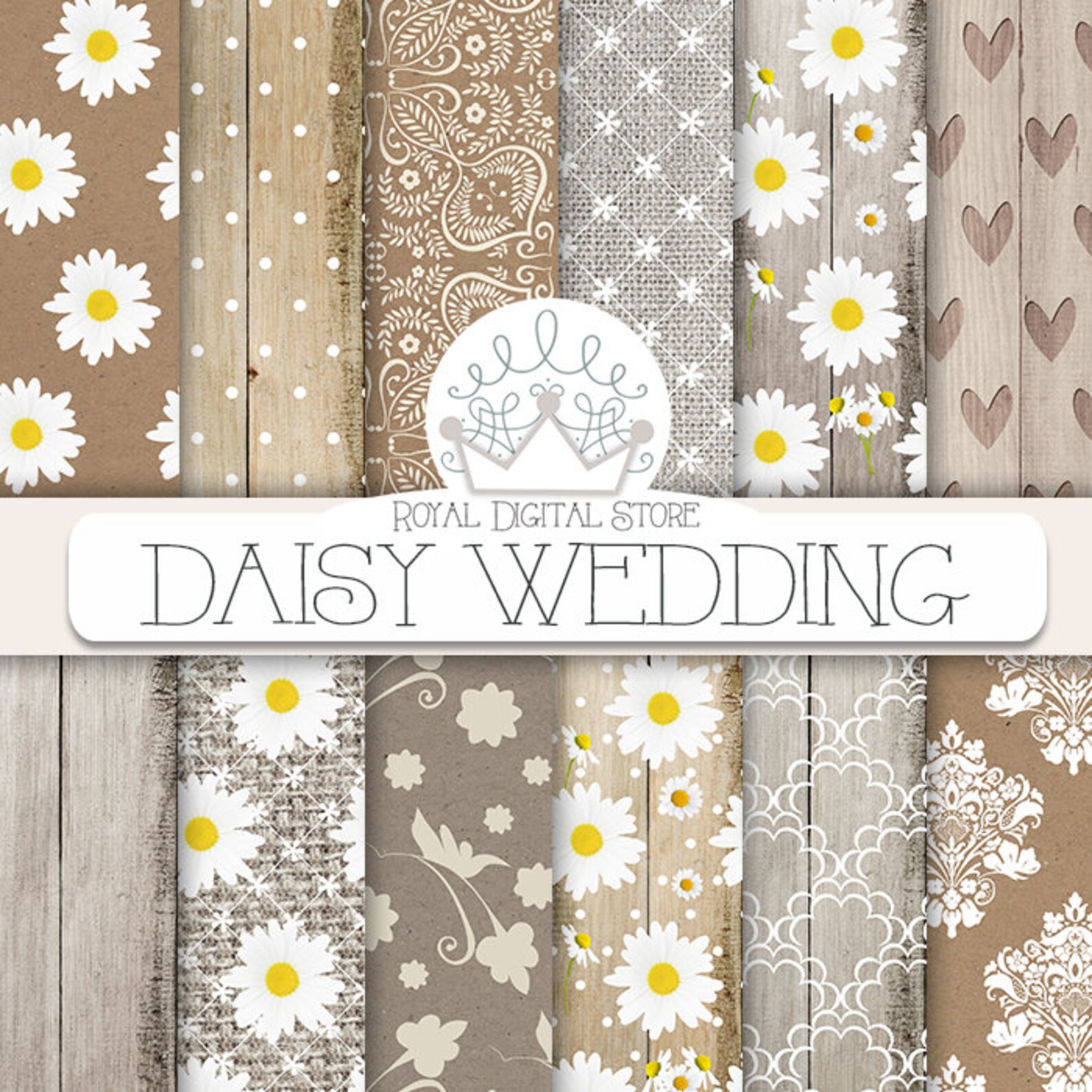 Daisy Digital Paper: daisy Wedding With Daisy Pattern, Daisies ...