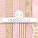 Pink Digital Paper: Pink and Gold With Pink Background, Pink Scrapbook ...