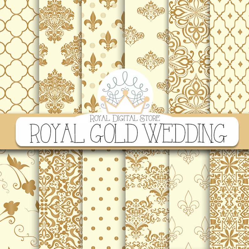 Wedding Digital Paper: royal Gold Wedding Digital - Etsy