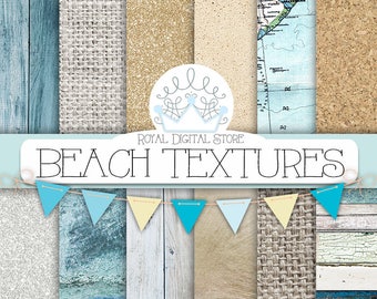 Beach Digital Paper: BEACH Textures With Wood - Etsy