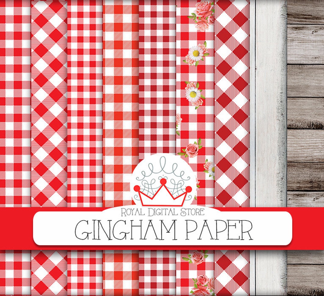 Gingham Digital Paper: gingham Paper With Red Gingham, Gingham ...