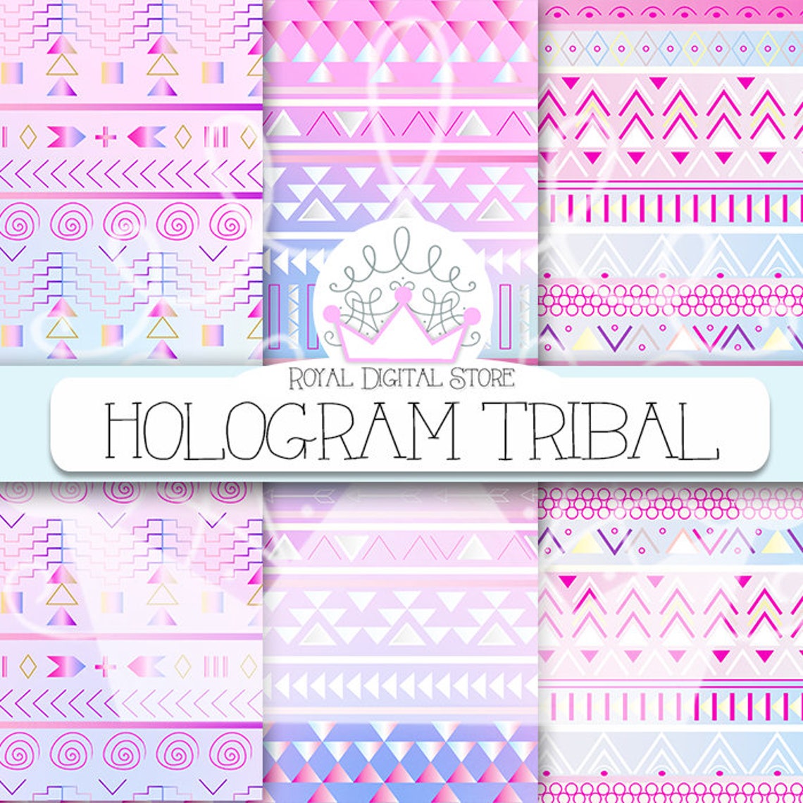 Tribal Digital Paper: hologram Tribal With Tribal, Aztec Pattern ...
