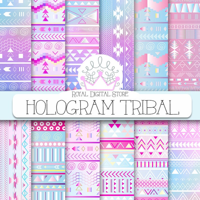Tribal Digital Paper: hologram Tribal With Tribal, Aztec Pattern ...