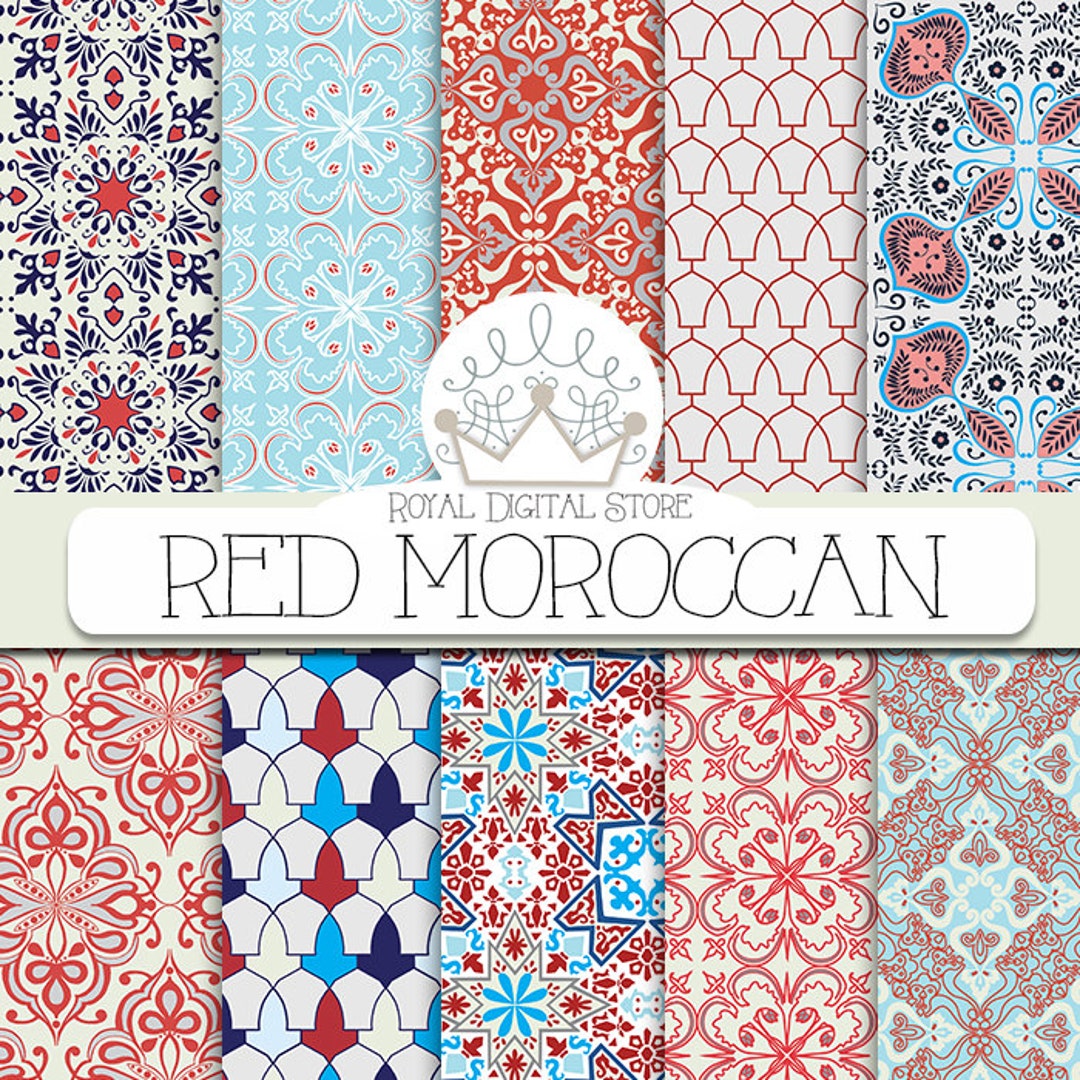 Moroccan Digital Paper: RED Moroccan With Red - Etsy