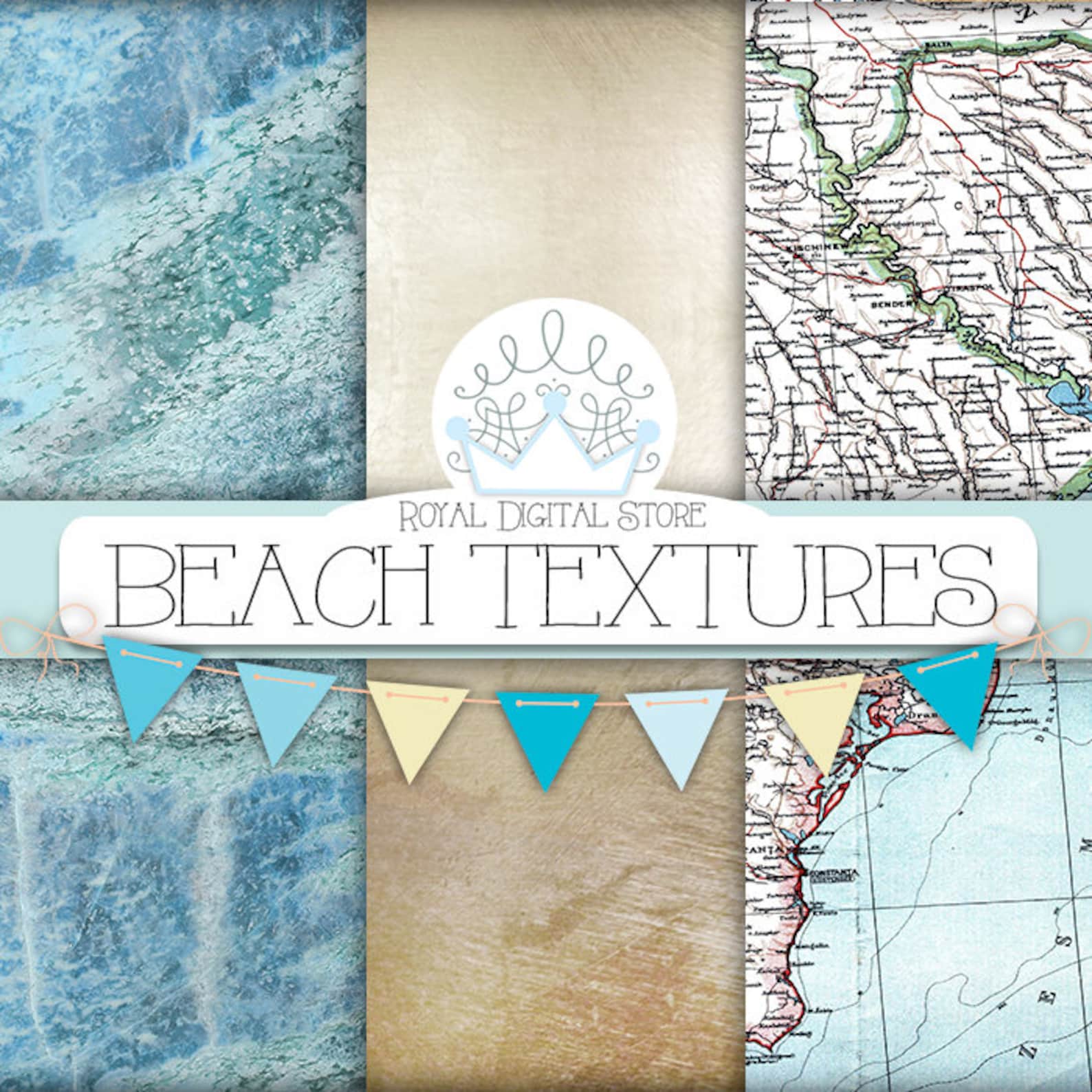 Beach Digital Paper: BEACH Textures With Wood Texture, Marble Texture ...