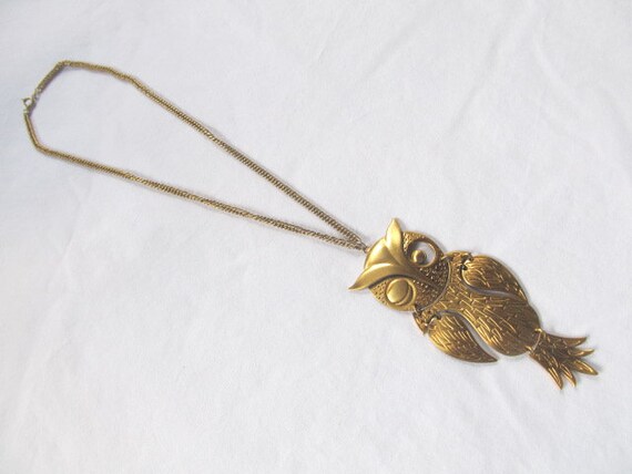 Tortolani Owl Pendant Large Articulated Gold Plated S… - Gem