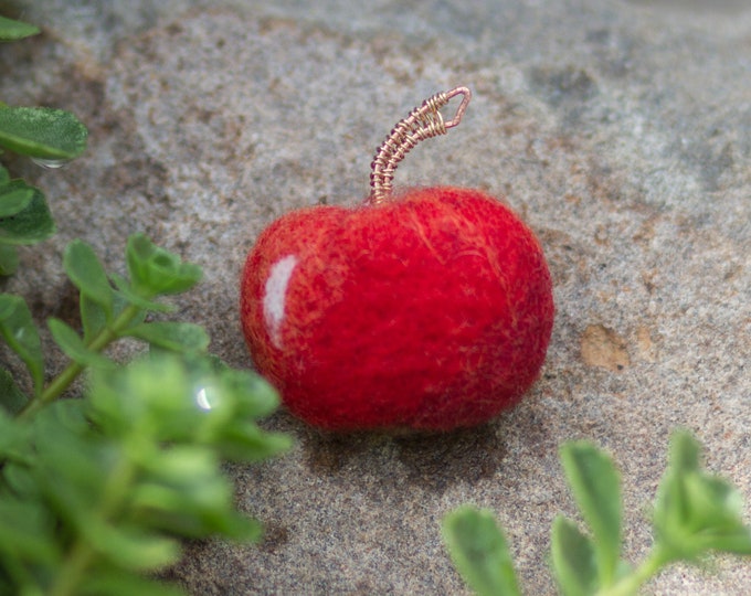 Wool Jewelry, Apple, Red Apple, Wool Pin, Felted Wire Brooch, Fashion ...