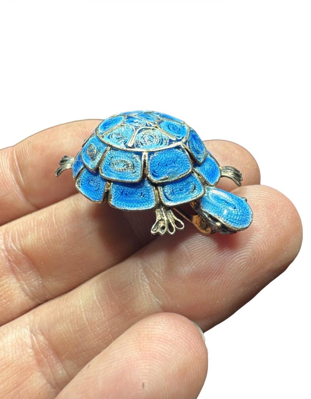 Antique Chinese Export 800 Silver Enamel Silver Turtle Brooch Asian ...