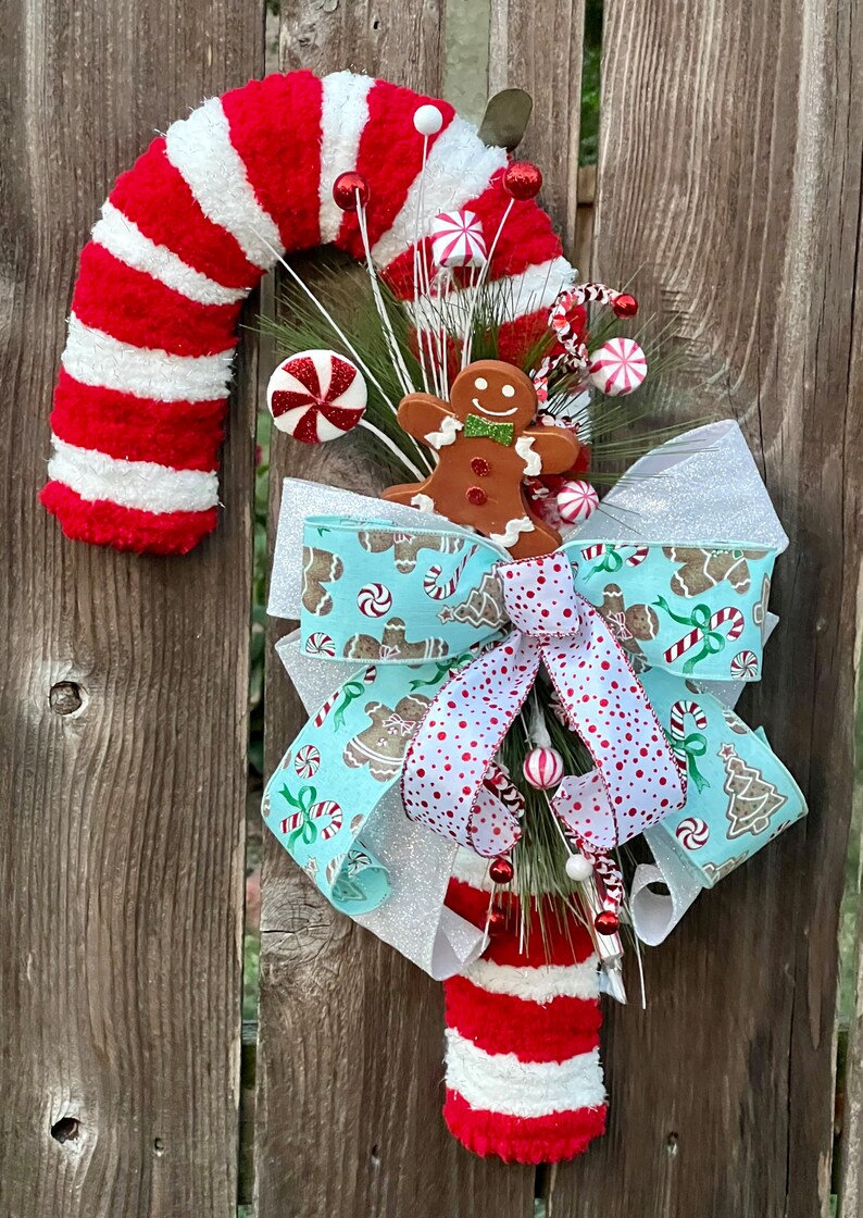 Candycane Door Hanger for Front Door Gingerbread Decoration - Etsy