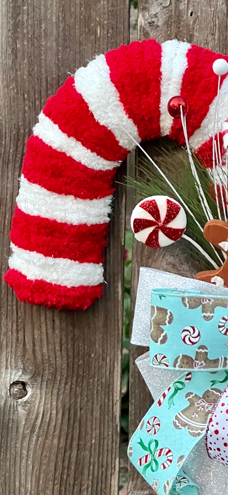 Candycane Door Hanger for Front Door Gingerbread Decoration - Etsy