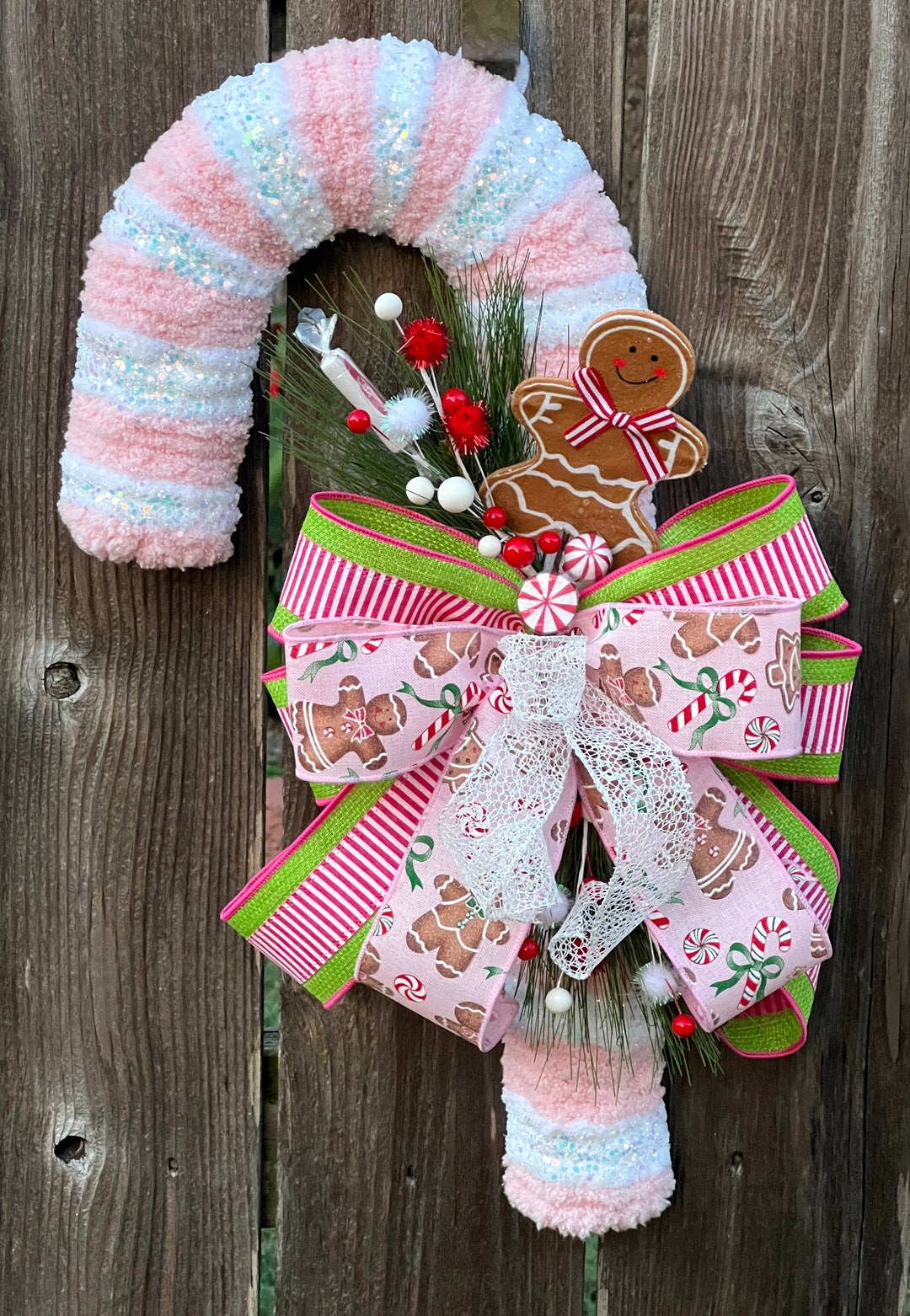 Candy Cane Door Hanger for Front Door, Gingerbread Decoration for Your ...