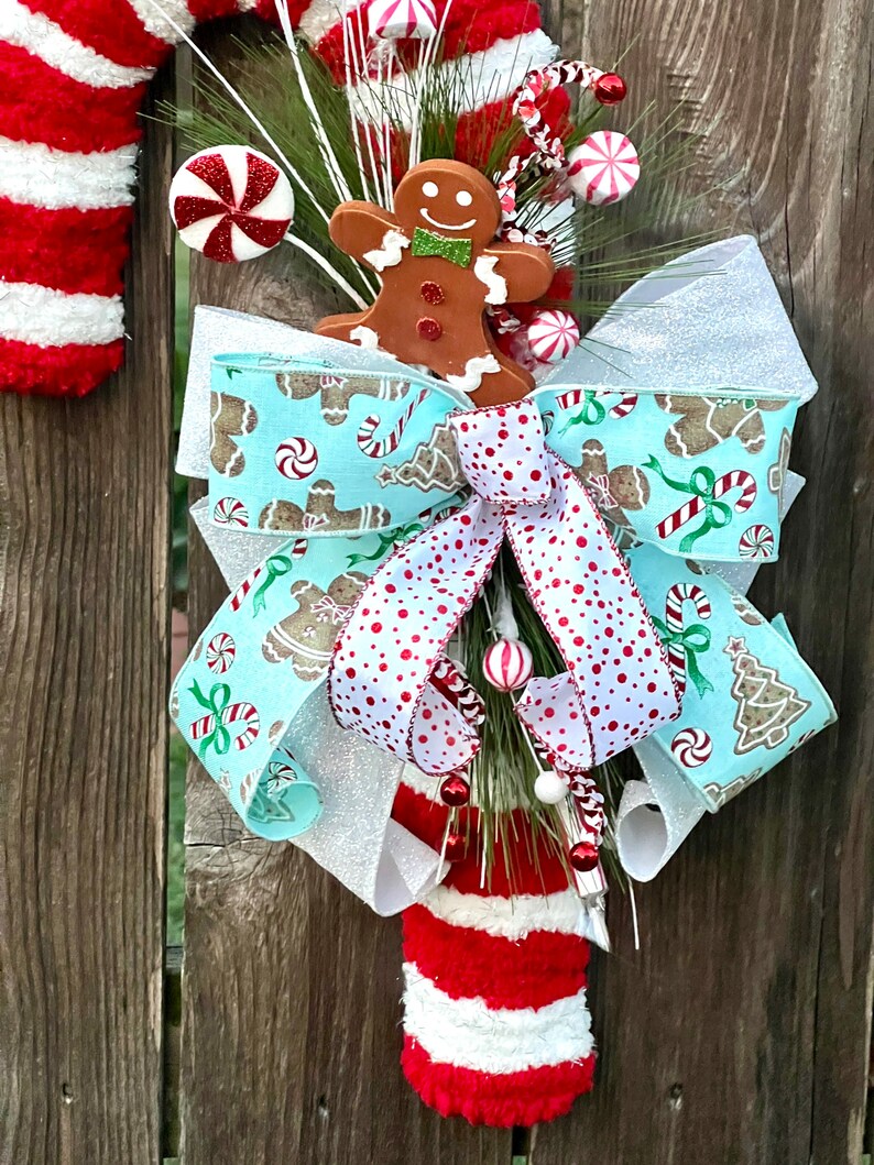 Candycane Door Hanger for Front Door Gingerbread Decoration - Etsy