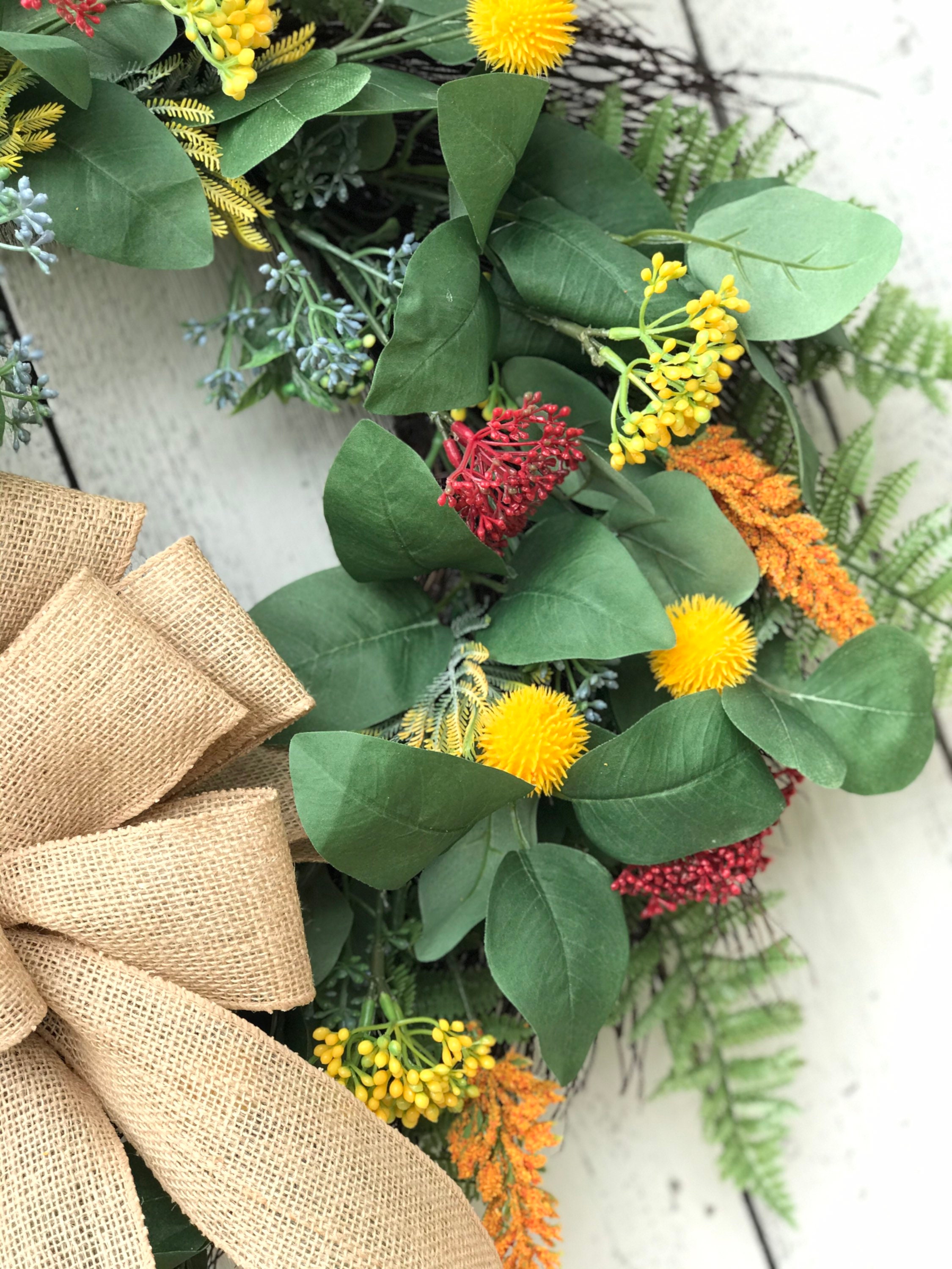 Everyday Wreath for Front Door Greenery Wreath Spring | Etsy