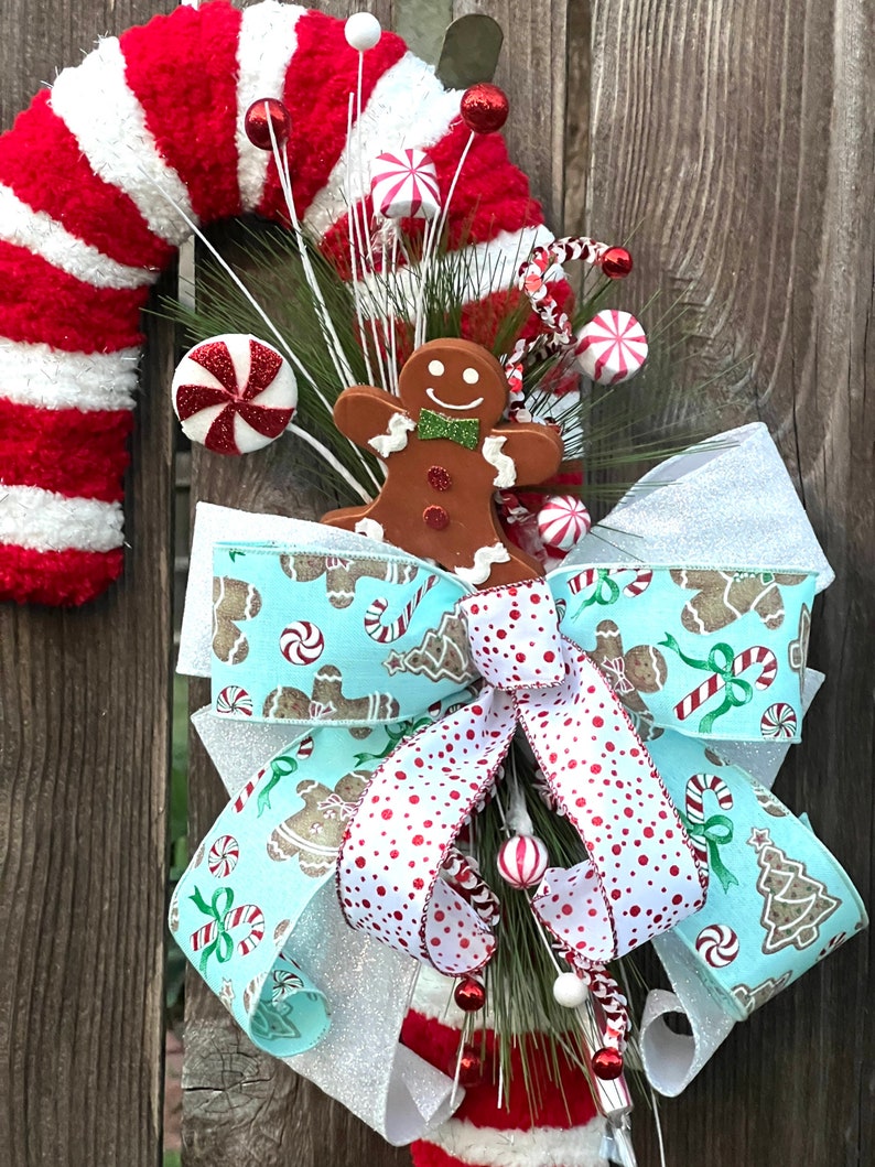 Candycane Door Hanger for Front Door Gingerbread Decoration - Etsy