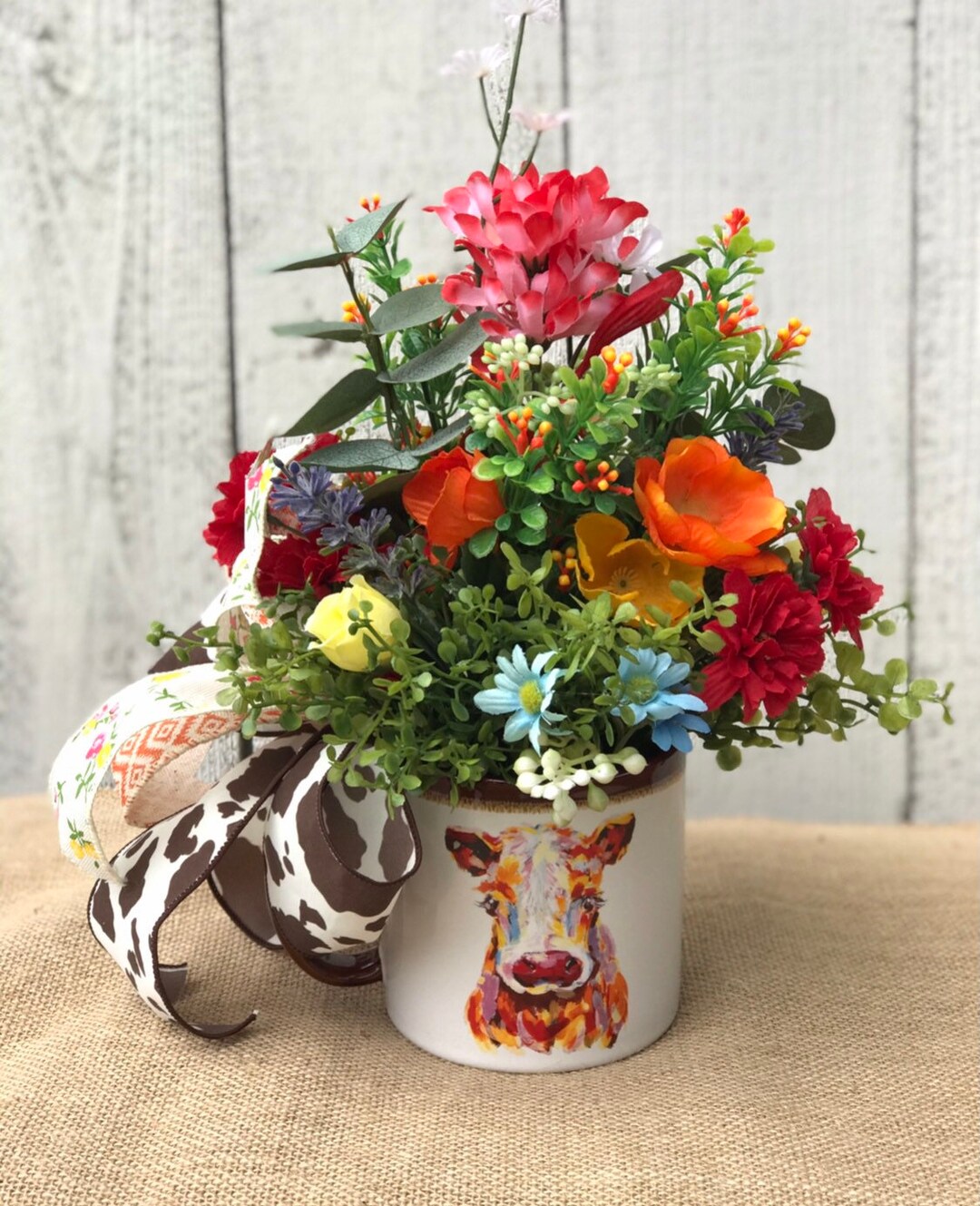 Cow Decor, Centerpiece 𝐟𝐨𝐫 Home, Summer Centerpiece, Mug Decor - Etsy