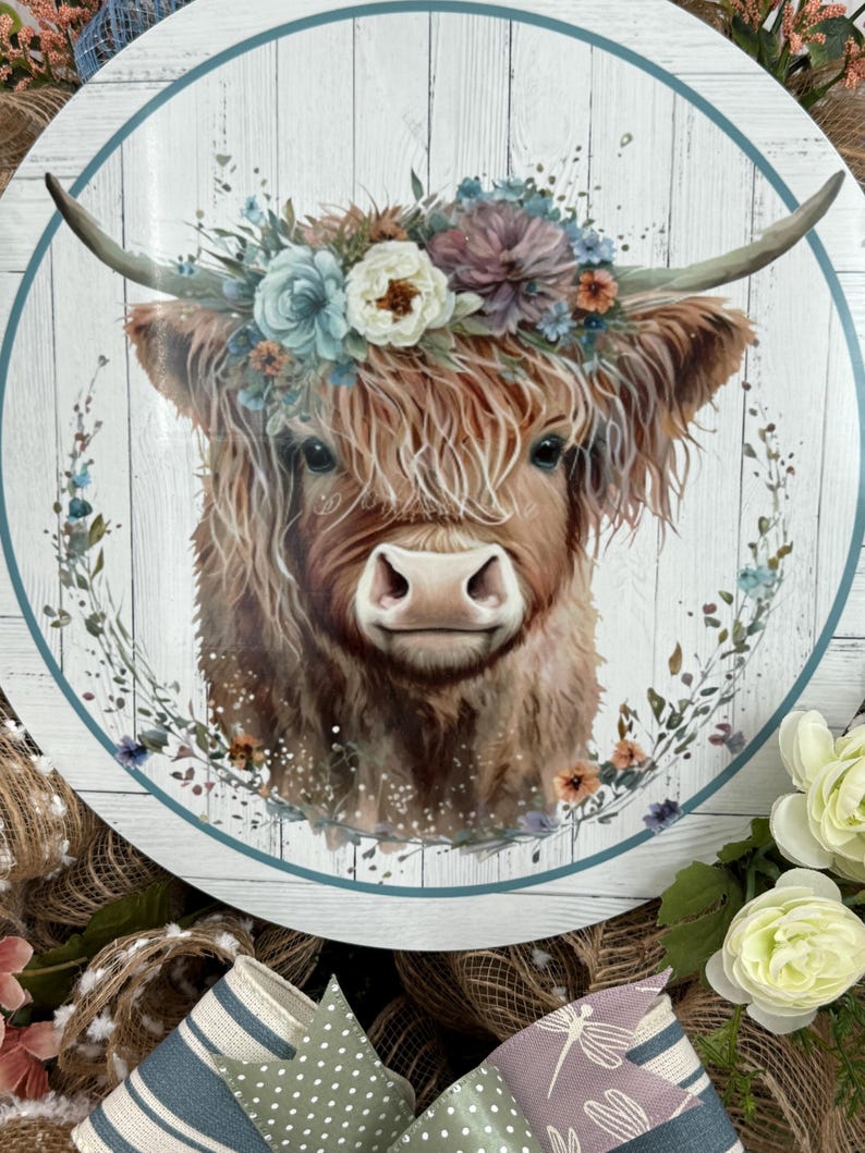 Spring Cow Wreath: Floral Farmhouse Door Decor - Etsy