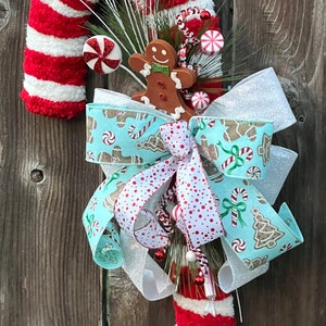 Candycane Door Hanger for Front Door, Gingerbread Decoration for Your ...