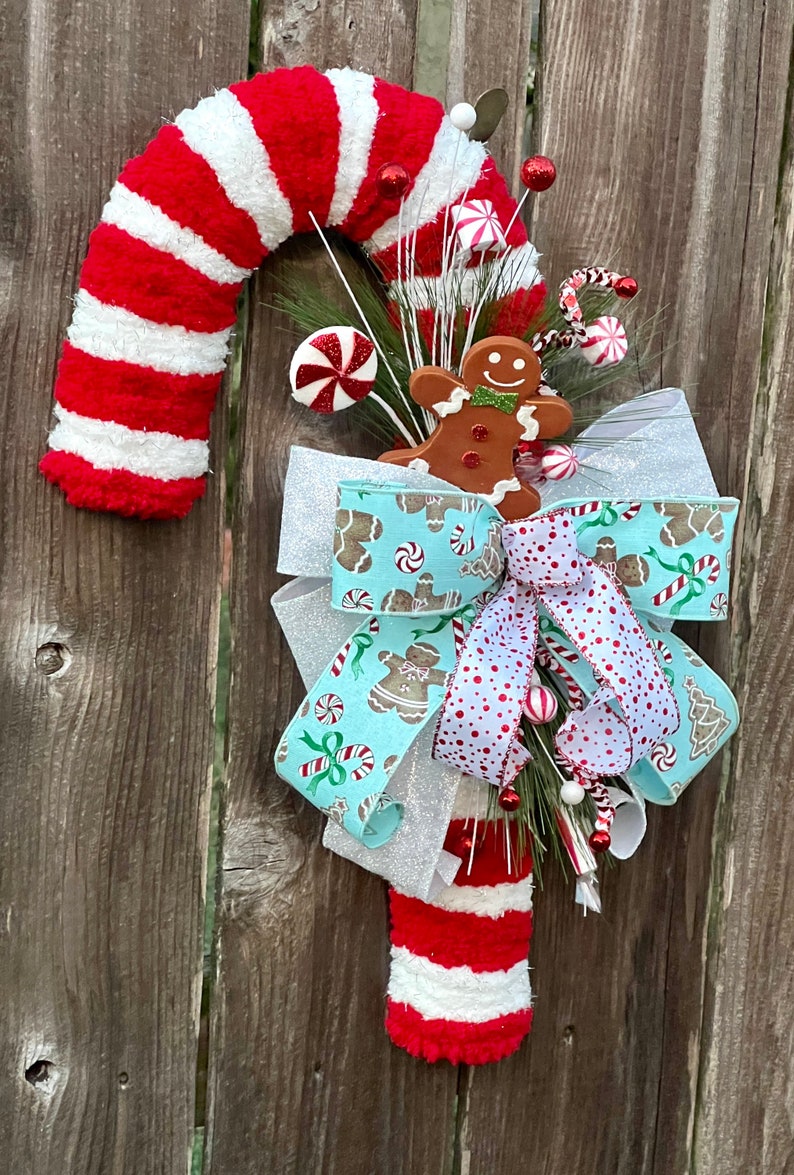 Candycane Door Hanger for Front Door Gingerbread Decoration - Etsy