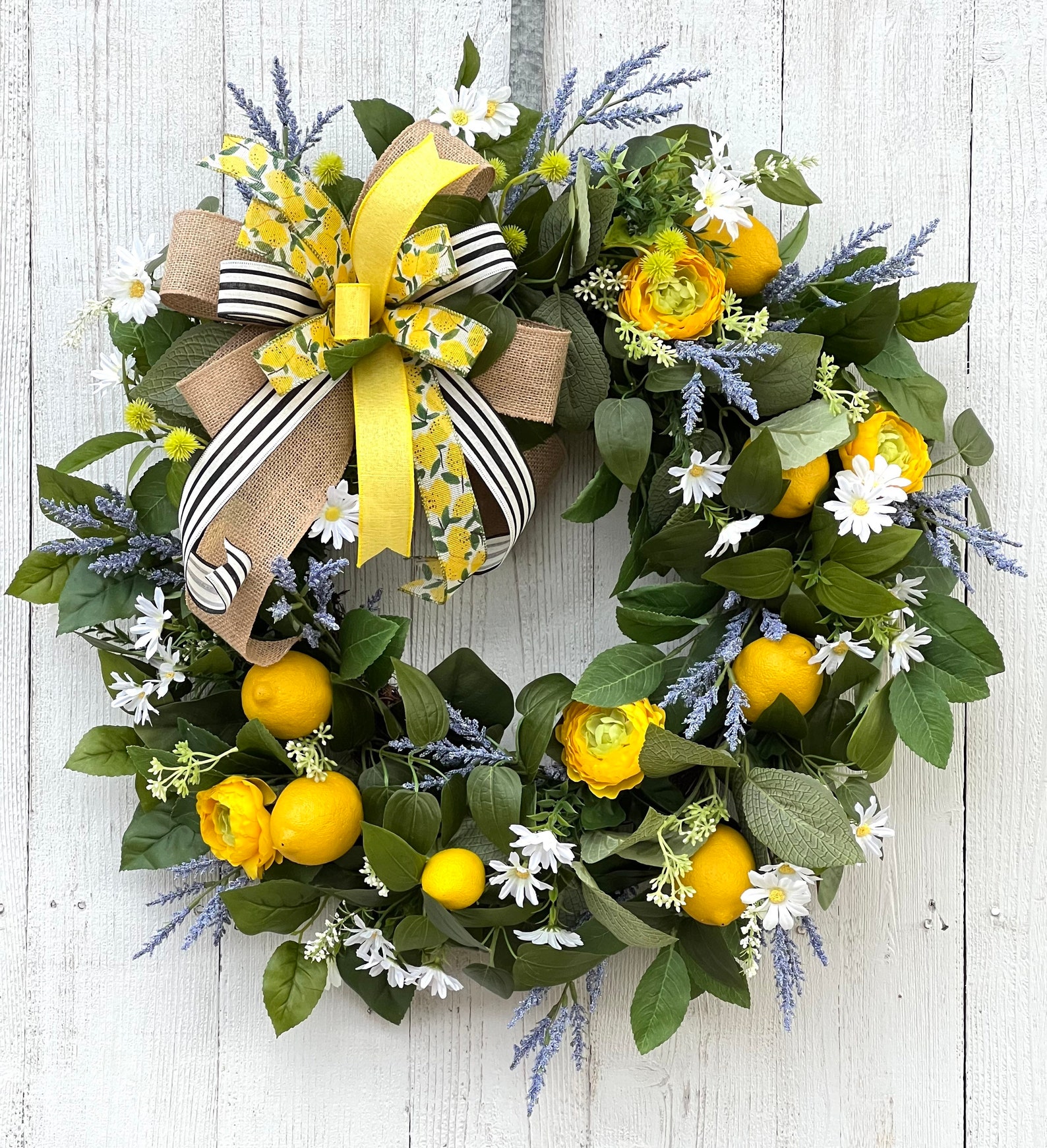 Everyday Wreath for Front Door Lemon Wreath Lemon and - Etsy