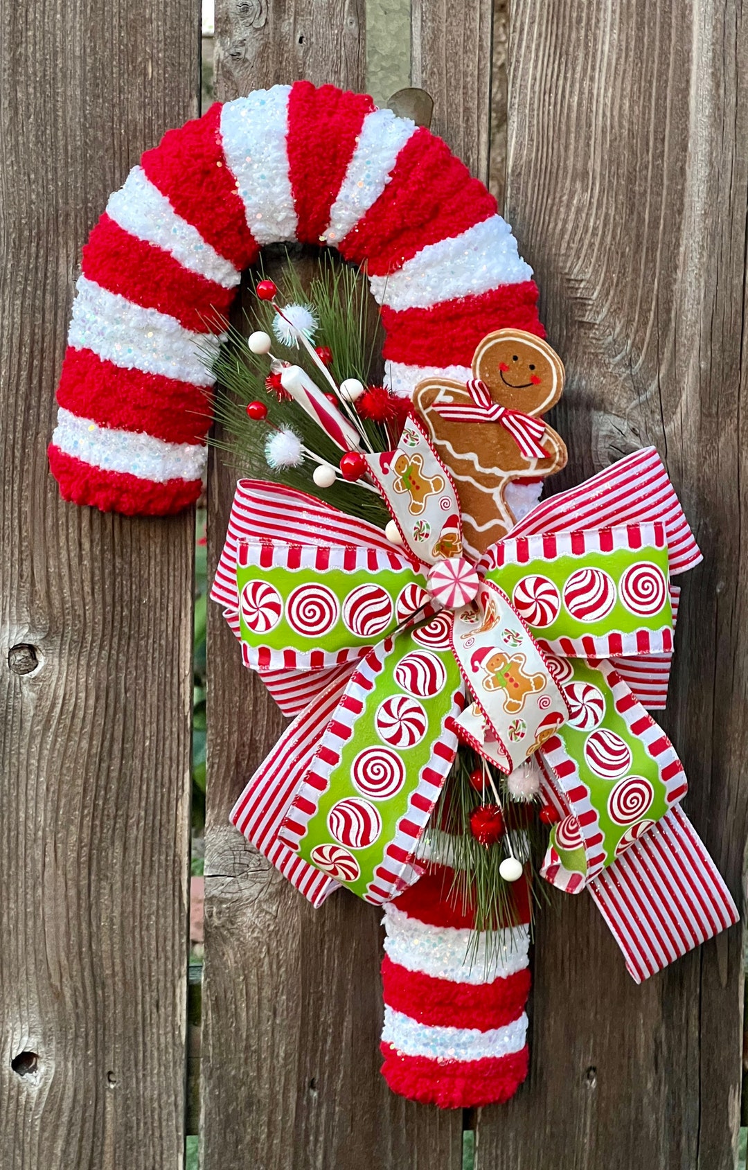 Candy Cane Door Hanger for Front Door, Gingerbread Decoration for Your ...