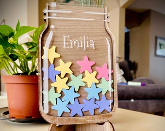 Reward Jar With Tokens Personalized Star Jar Mason Reward - Etsy