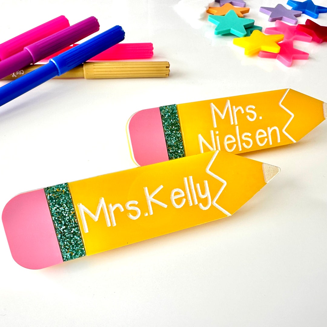 Personalized Pencil Name Tag Badge With Magnetic Backing, Nurse Teacher ...