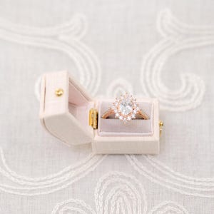 Light Pink Mini Rectangle Box With Gold Clasp, Antique Ring Box ...