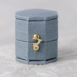 Dusty Blue/french Linen Octagon Ring Box Gold Clasp, Antique Ring Box ...