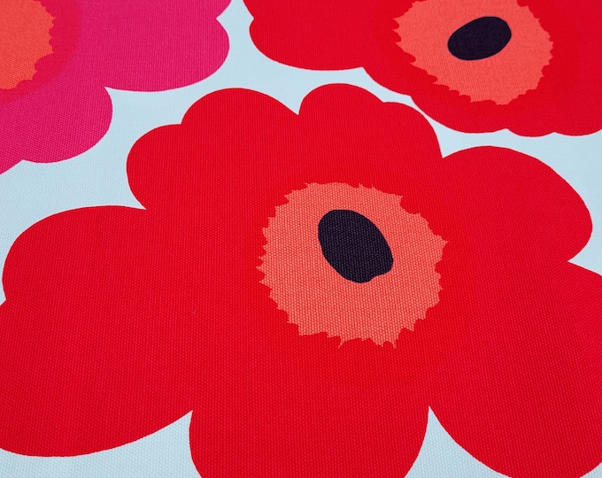 Marimekko Fabric Pieni Unikko in Pink Red, Scandinavian Modern Floral ...