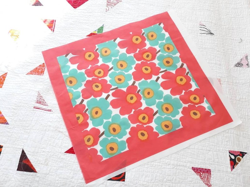 Unfinished Coral Scarf Panel From Marimekko Fabric Mini Unikko, Modern ...