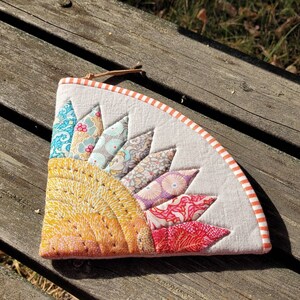 Sunflower Pouch, Patchwork, English Paper Piecing, Quilting Sewing EPP Pattern Tutorial ...