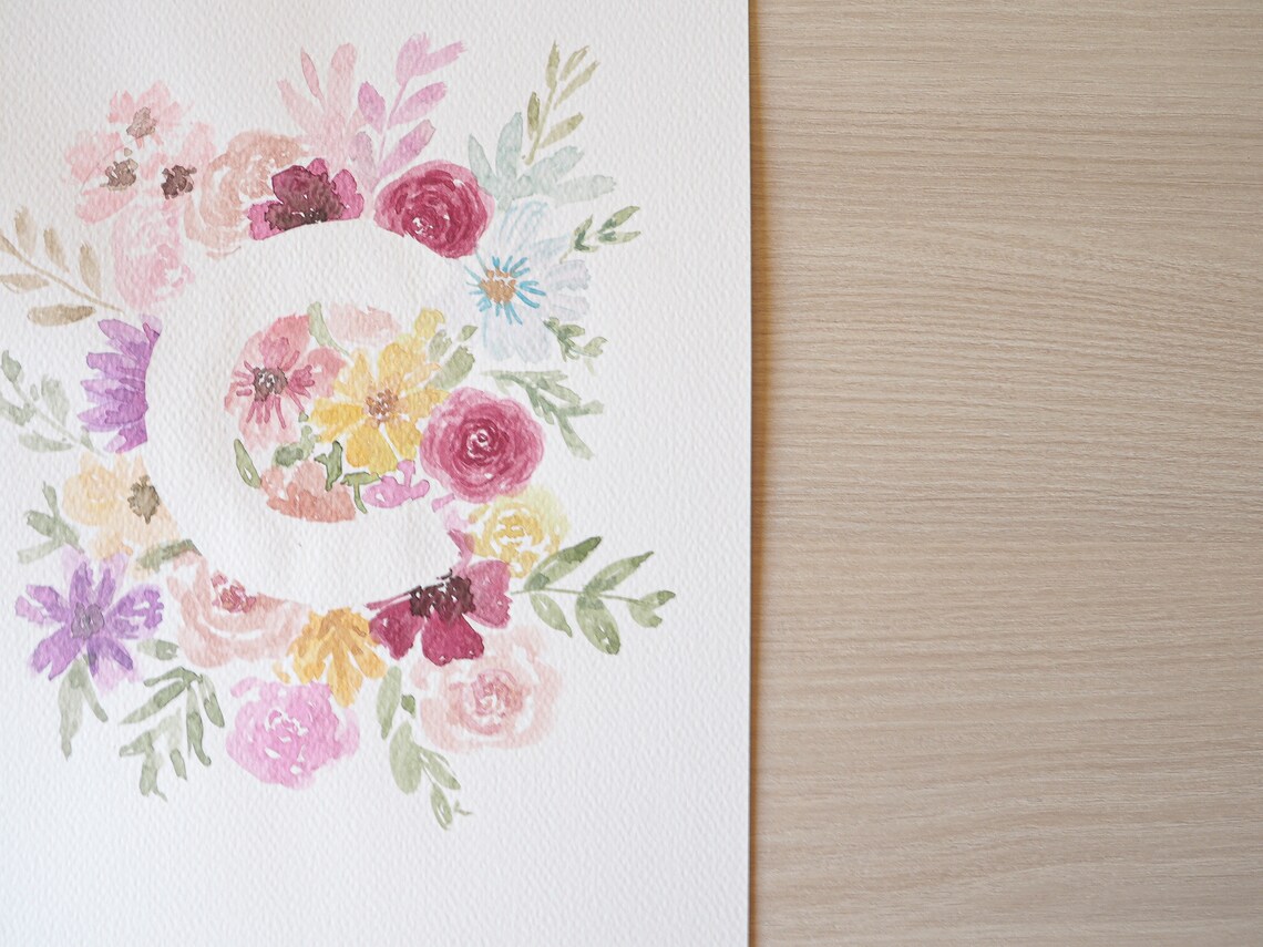 Original Watercolor Letter Custom Letter Sign Greenery Sign - Etsy