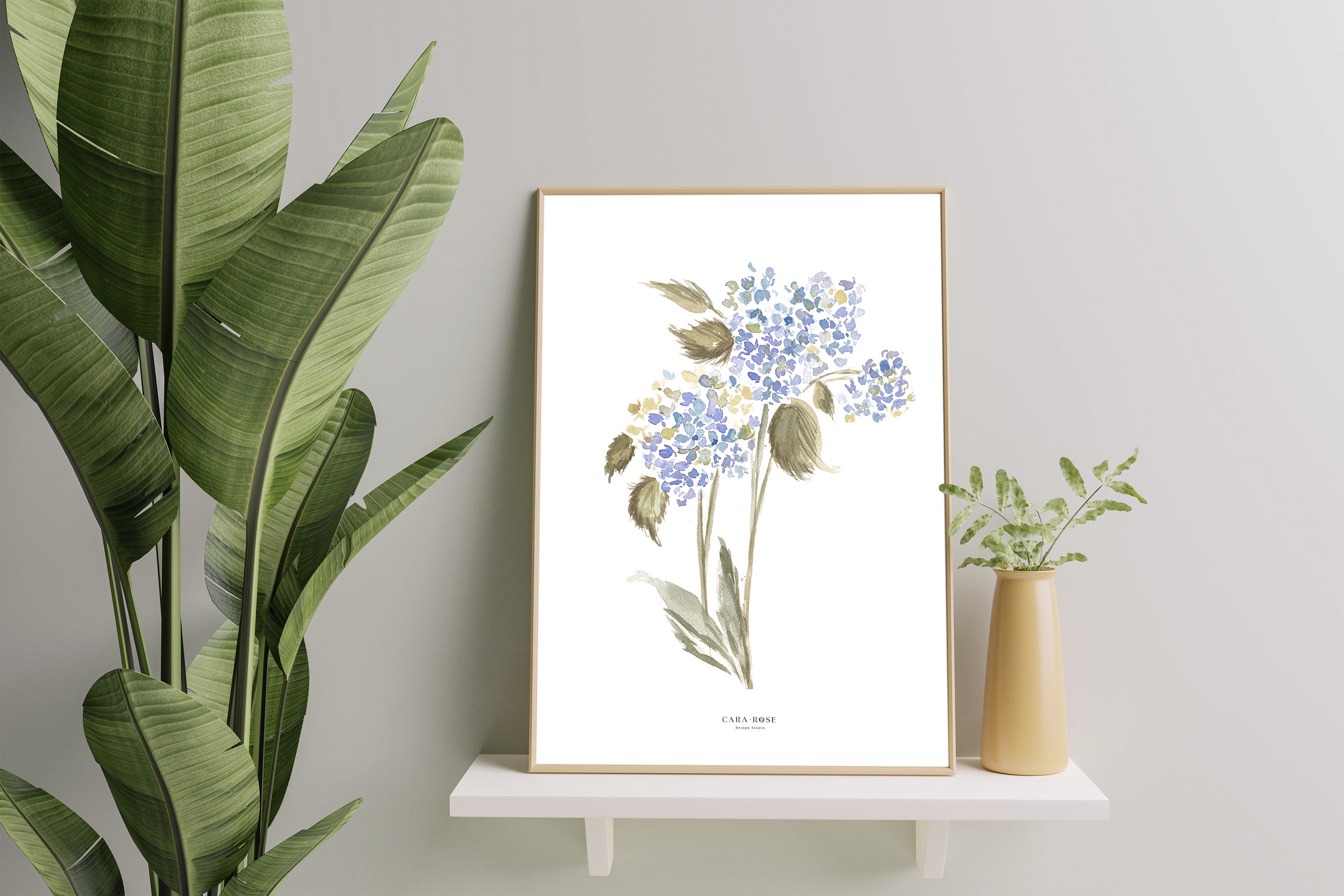 Blue Hydrangea Print for Aesthetic Room Decor, Botanical Artwork Ideal ...