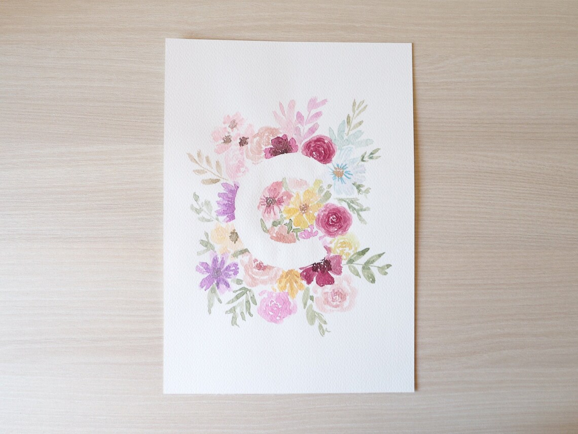 Original Watercolor Letter Custom Letter Sign Greenery Sign - Etsy