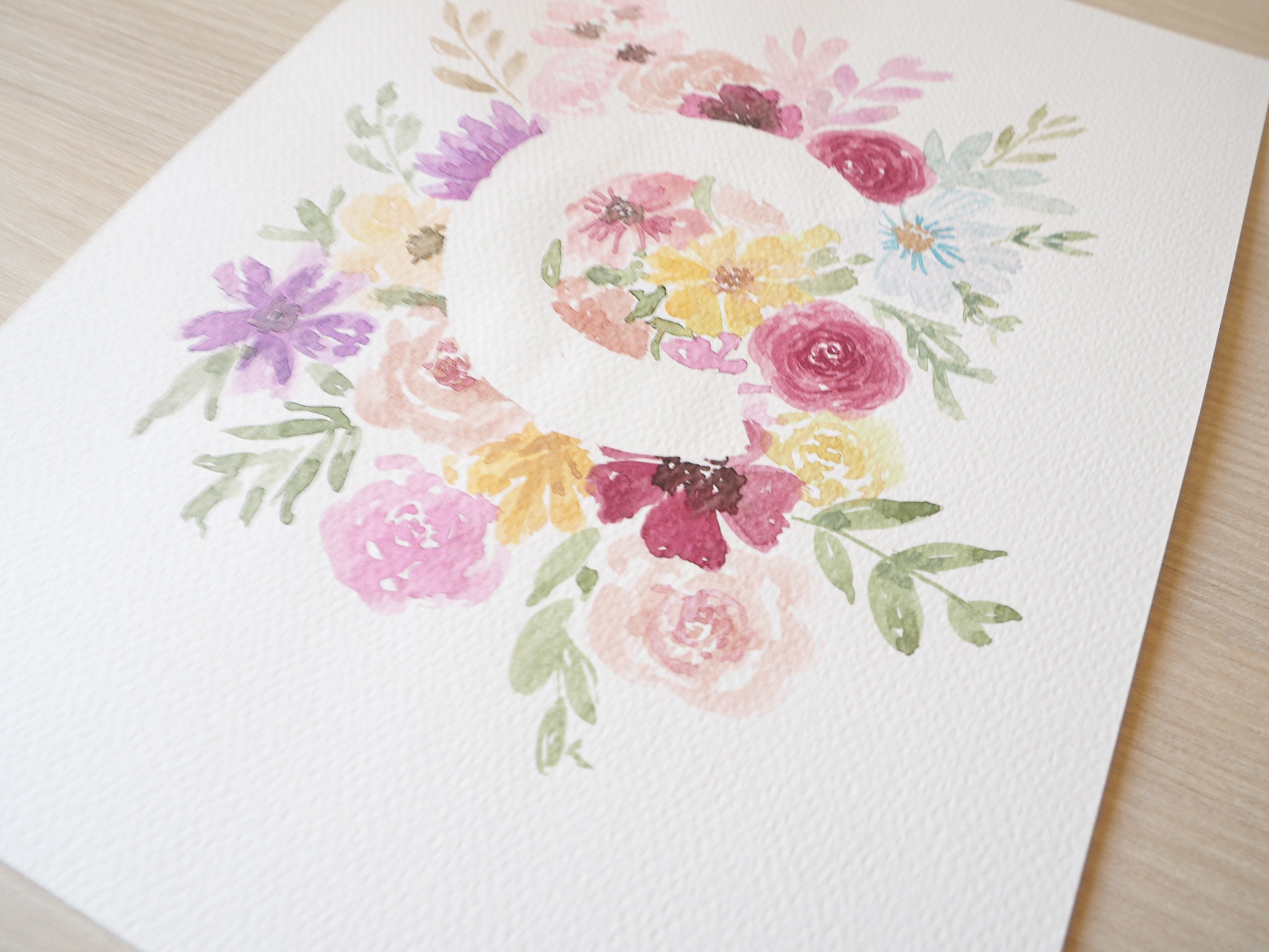 Original Watercolor Letter, Custom Letter Sign, Greenery Sign, Monogram ...