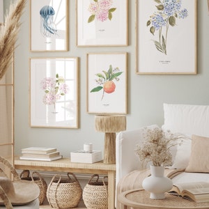 Blue Hydrangea Print for Aesthetic Room Decor, Botanical Artwork Ideal ...