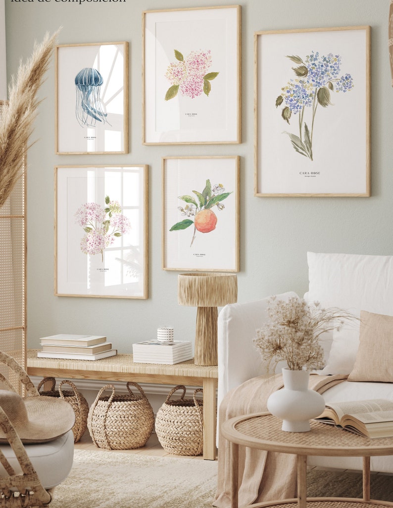 Blue Hydrangea Print for Aesthetic Room Decor, Botanical Artwork Ideal ...