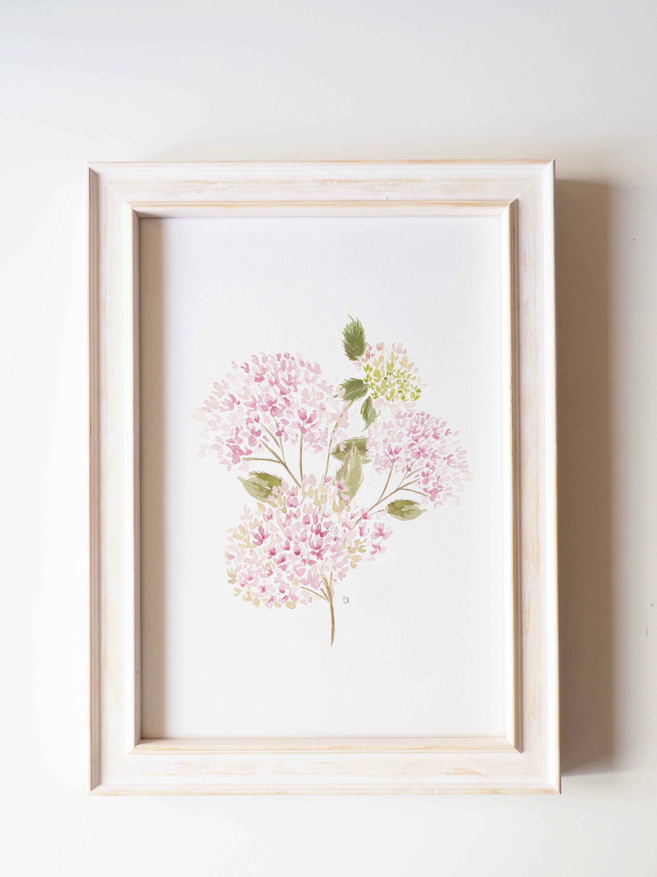 Pink Bouquet Hydrangea Print, 21x29/14,8x21cm Hydrangea Painting ...